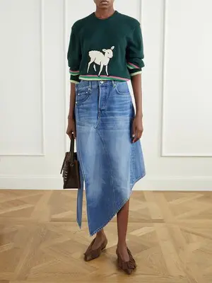 JW Anderson Ruffled Nubuck-trimmed Suede Ballet Flats
