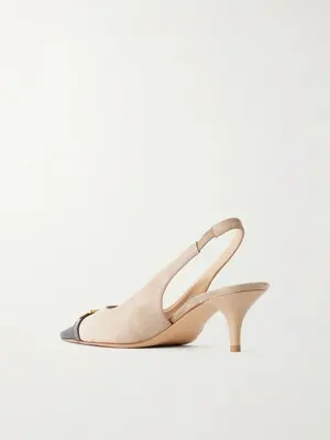 JW Anderson Buckled Leather-trimmed Suede Slingback Pumps