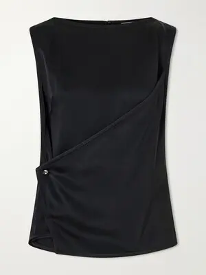 LANVIN Satin Wrap Top - Black