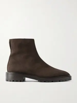 THE ROW Moto Suede Ankle Boots - Brown