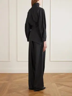 Khaite Harlow Draped Wool And Cashmere-blend Blouse