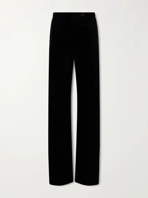Khaite Hunter Velvet Cotton-blend Straight-leg Pants - Black