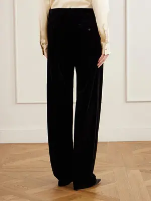 Khaite Hunter Velvet Cotton-blend Straight-leg Pants