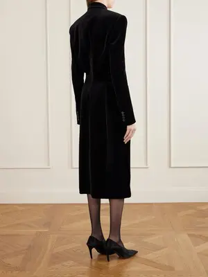 Khaite Rolon Velvet Cotton-blend Double-breasted Coat