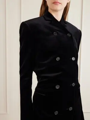 Khaite Rolon Velvet Cotton-blend Double-breasted Coat