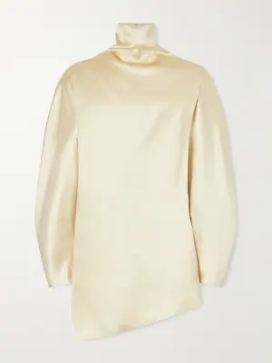 Khaite Harlow Draped Satin Blouse - Neutrals