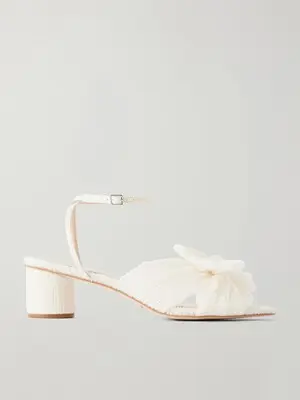 LOEFFLER RANDALL Dahlia Bow-detailed Organza Sandals - Neutrals
