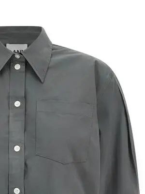 GANNI Lace-trim Cropped Shirt