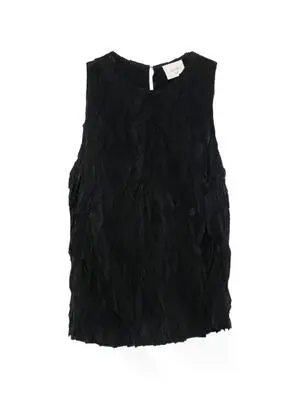 ALYSI Feather-effect Sleeveless Blouse - Black
