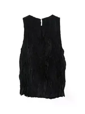 ALYSI Feather-effect Sleeveless Blouse - Black
