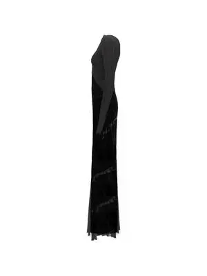 Rick Owens Velvet-panelled Long-sleeve Maxi Dress