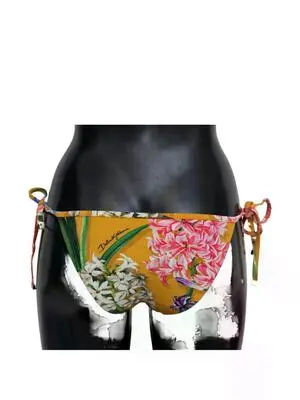 Dolce & Gabbana Floral-print Tie-side Bikini Bottom - Yellow