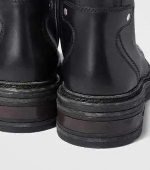 Miu Miu Leather Lace-up Knee-high Boots