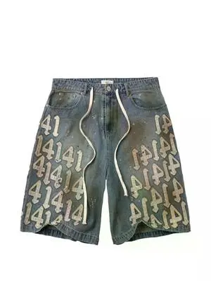 VALE FOREVER Lucky Charms Appliqué Denim Shorts - Blue
