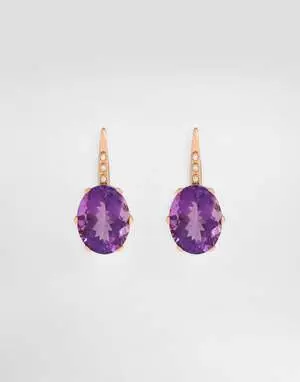Dolce & Gabbana Anna Earrings In 18-carat Gold With Amethysts And Diamonds Earrings - Red