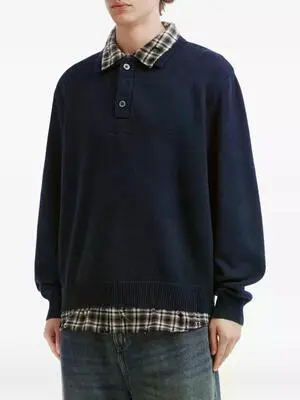 Izzue Layered-effect Polo-collar Sweater