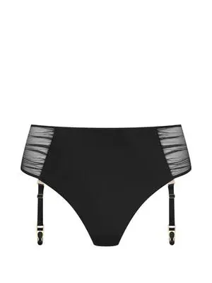 SCANDALE Nuit Fauve High-waist Suspender Thong - Black