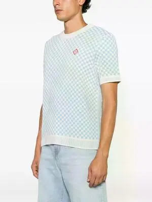 Casablanca Checkerboard-knit Logo-patch T-shirt