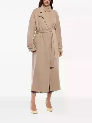 Pinko Coat In Double-layered Wool-blend Cloth With Belt