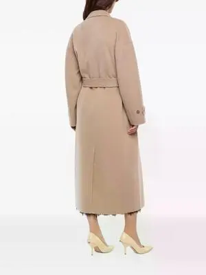 Pinko Coat In Double-layered Wool-blend Cloth With Belt