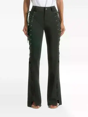 Manière De Voir Ambrein Olive Drill Lace-up Flared Trousers - Green
