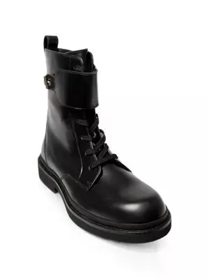 BOSS Lace-up Leather Boots With Gold-tone Hardware