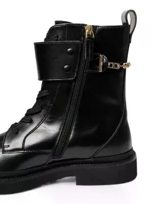 BOSS Lace-up Leather Boots With Gold-tone Hardware