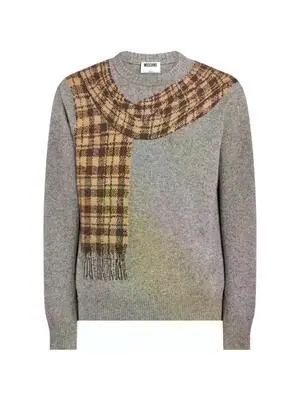 Moschino Inlaid Wool-and-silk Blend Pullover - Grey