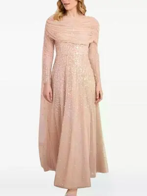 NEEDLE & THREAD Moonlight Sequin-embellished Draped Gown