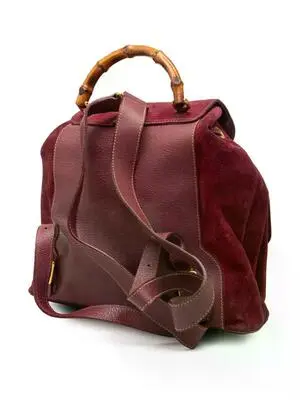 Gucci 20th Century Large Suede Bamboo Drawstring Backpack