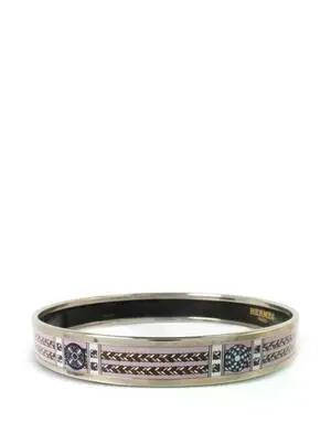 Hermès Narrow Enamel Bangle - Silver