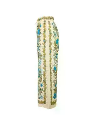 ALEMAIS Sophia Floral-print Linen Trousers - Neutrals