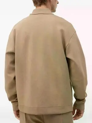 Hugo Structured Cotton-blend Sweatshirt With Polo Collar