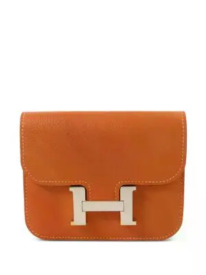 Hermès Constance Slim Bifold Leather Wallet Orange