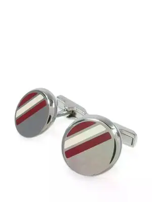 Bally Striped Round Cuff Links