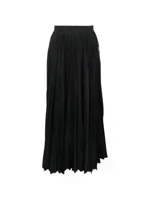 Mihara Yasuhiro Pleated Panel Frayed Maxi Skirt - Black