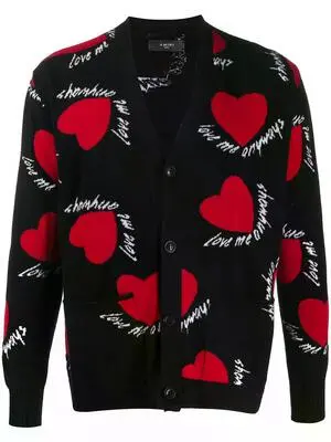 Amiri Hearts Intarsia Cardigan