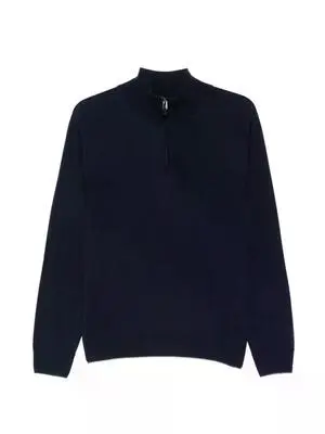 Canali Quarter-zip Knitted Sweater - Blue