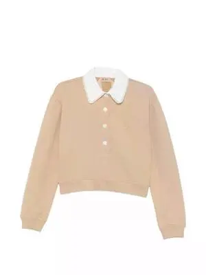 N°21 Lace-collar Embroidered Sweatshirt - Neutrals