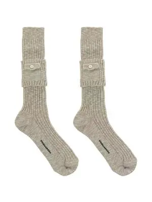 Dsquared2 Military Chic Button-pocket Ribbed-knit Socks - Grey