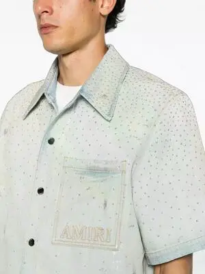 Amiri Crystal-embellished Logo-patch Shirt