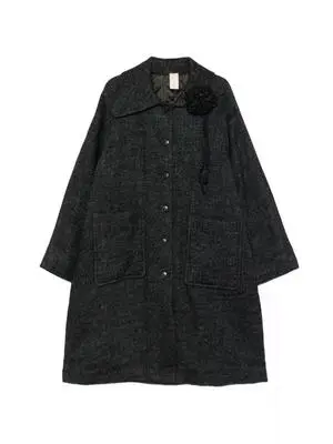 Soh Floral-applique Single-breasted Coat - Grey