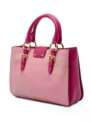Miu Miu 2010-2026 Bicolor Goatskin Madras Satchel - Pink