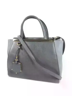 Fendi 2 Jours Leather Tote Bag - Grey
