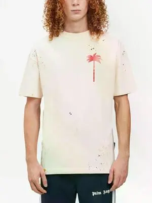 Palm Angels Palm Tree-print Spray-paint Effect T-shirt