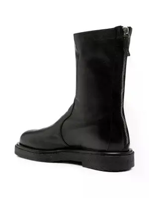 POMME D´OR Rear Zip-fastening Leather Ankle Boots - Black