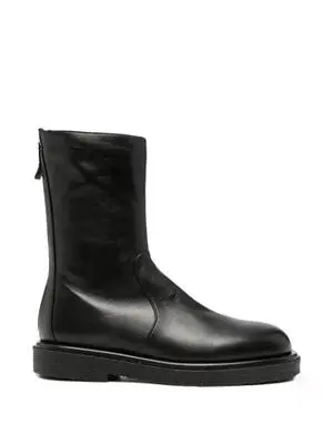 POMME D´OR Rear Zip-fastening Leather Ankle Boots - Black