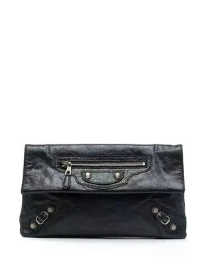 Balenciaga 2005 Lambskin Motocross Giant 12 Envelope Clutch Bag - Black