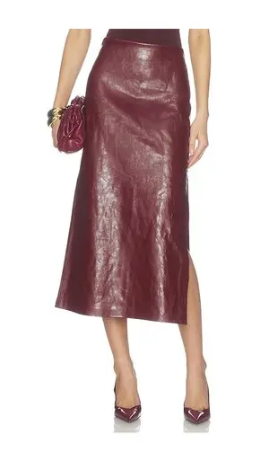Alice + Olivia Maeve Faux Leather Slip Skirt With Slit - Red