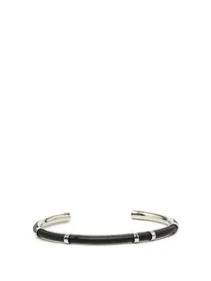 Dior 20th Century Brass And Leather Open Cuff Bangle Costume Bracelet